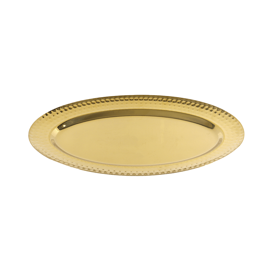 Plat ovale en métal doré 41x27cm – Saga Cuisine