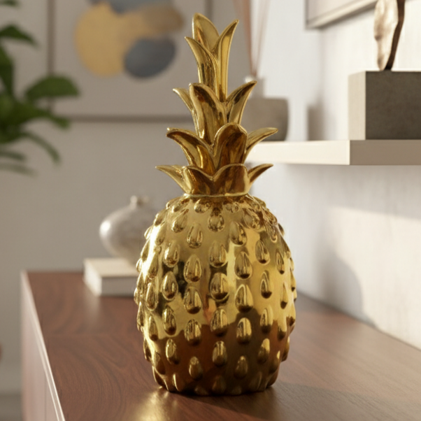 Décor Ananas doré 39x14cm – Saga Cuisine