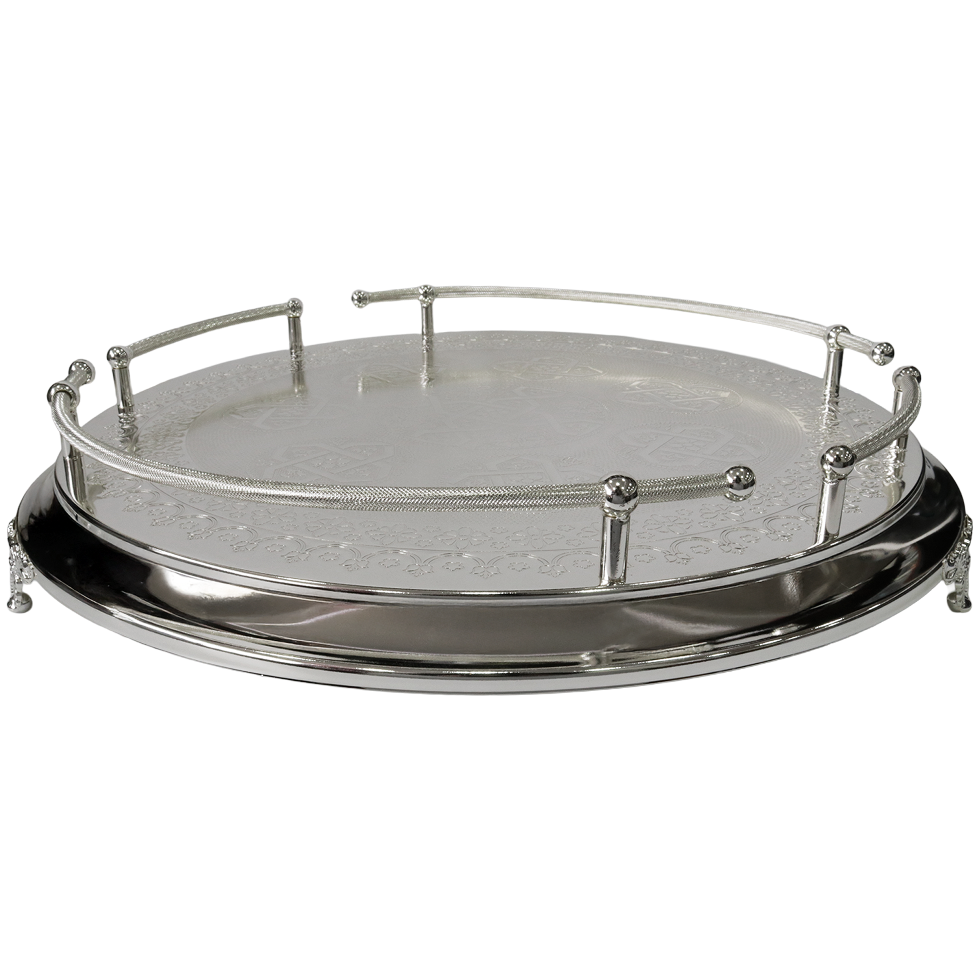Plateau en métal argenté 50cm – Saga Cuisine