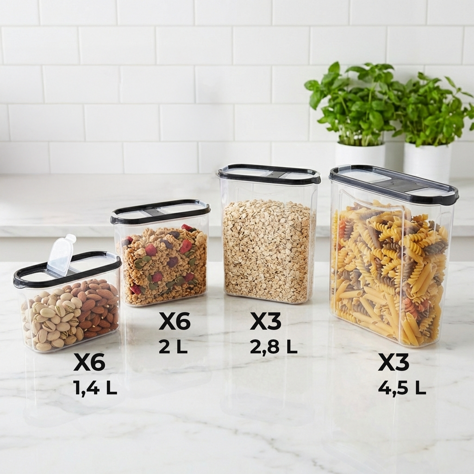 Set 18 boîte céréales en plastique – Saga Cuisine